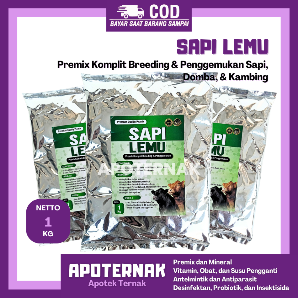 Jual PREMIX SAPI LEMU 1 KG - Premix Komplit Breeding & Penggemukan Sapi Domba Kambing | Shopee ...
