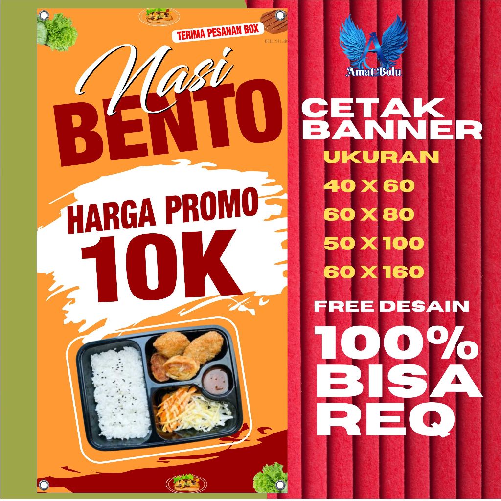 Jual Spanduk Banner NASI BENTO PROMO 10K Bisa Request | Shopee Indonesia