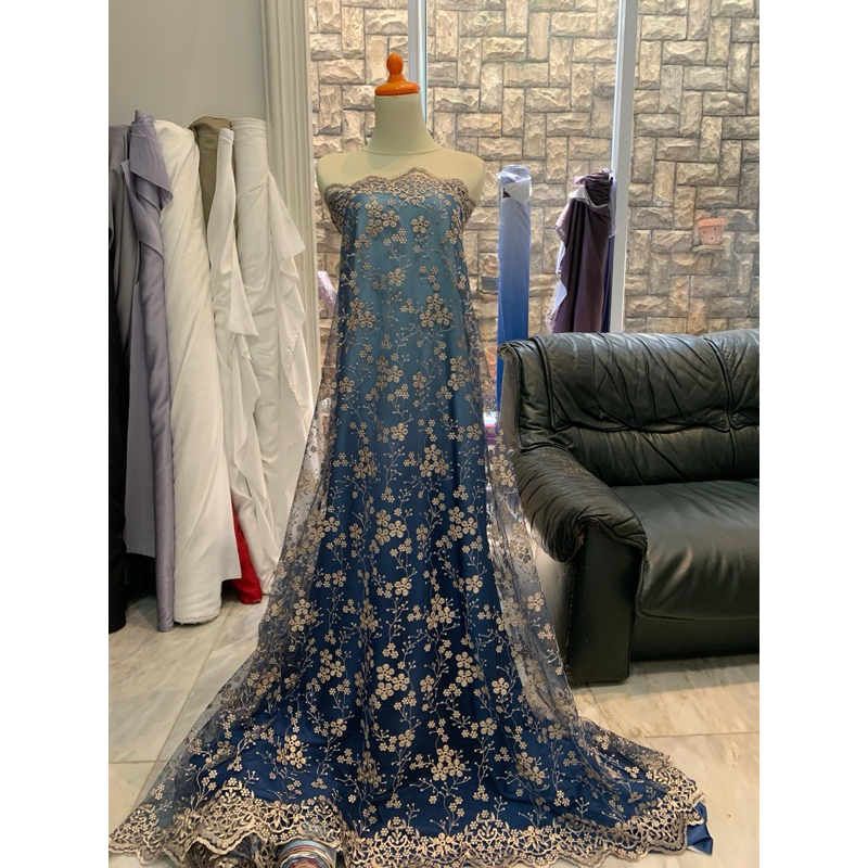 Jual Bahan Kain Brokat Tile Embroidery Skin Motif Bunga Kecil Harga 0 ...