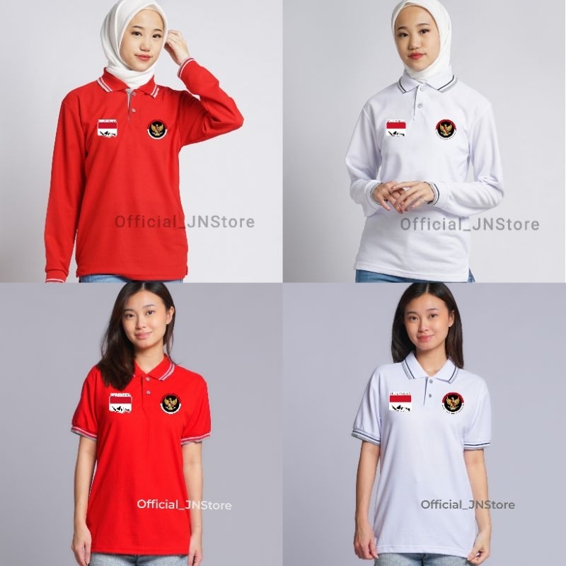 Jual Kaos Polo Pendek & Panjang List Sablon Logo Merah Putih Garuda ...