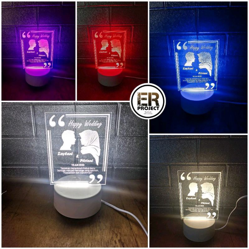 Jual Custom lampu akrilik kado nikahan Siluet | Shopee Indonesia