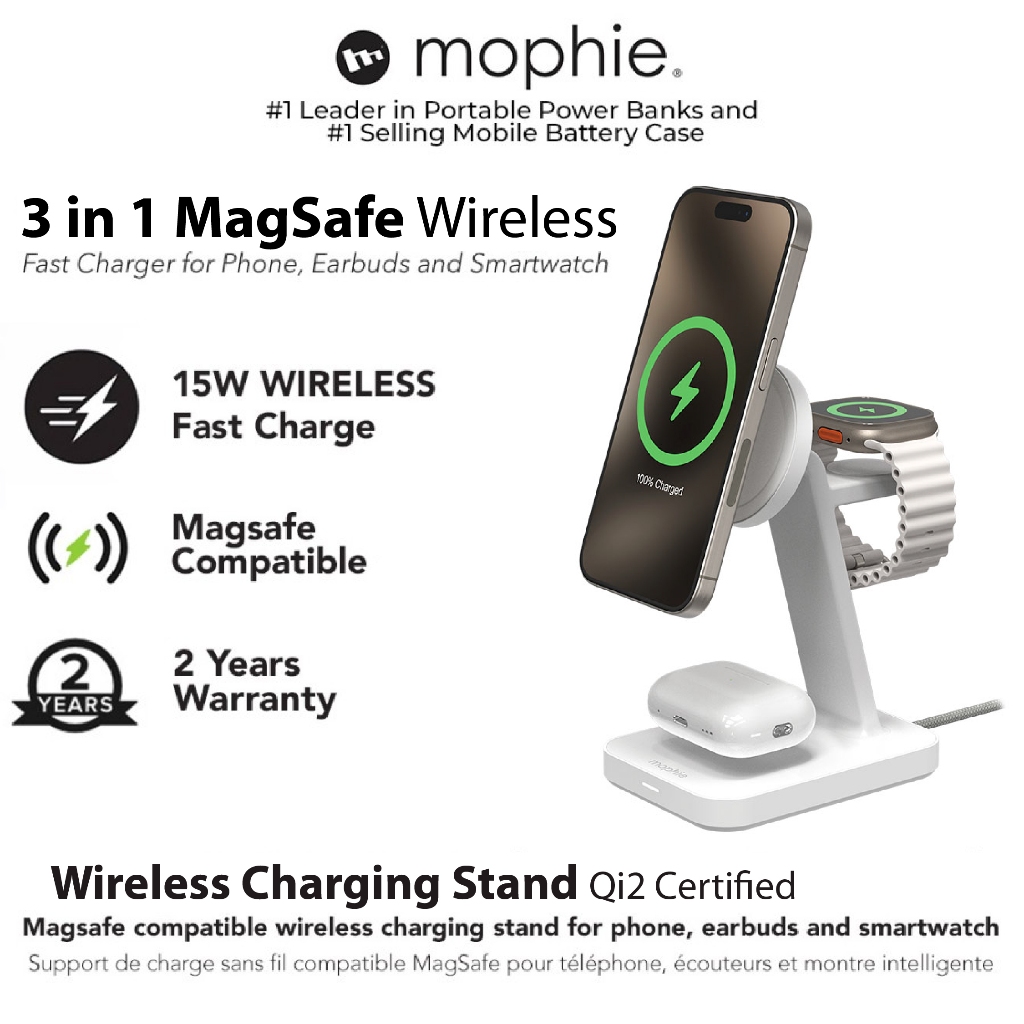 Jual MOPHIE 3-in-1 MagSafe Fast Wireless Charging Stand Qi2 Certified ...