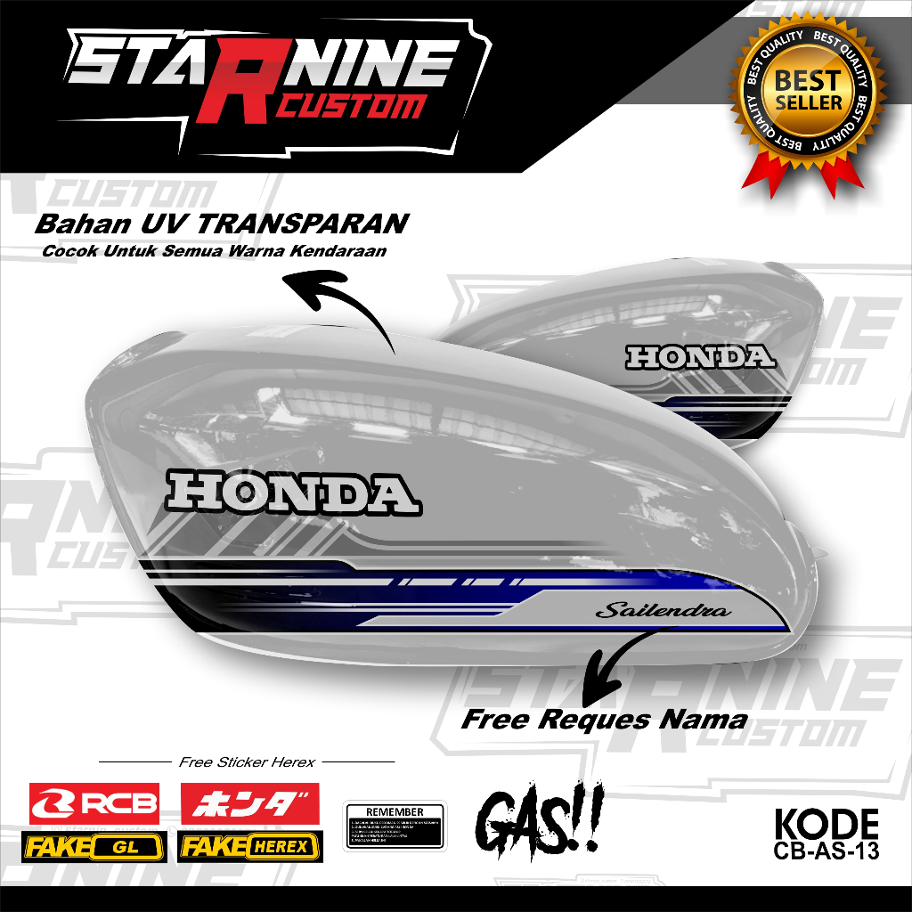 Jual Striping CB minimalis stiker CB transparan kode CB-AS-13 | Shopee ...