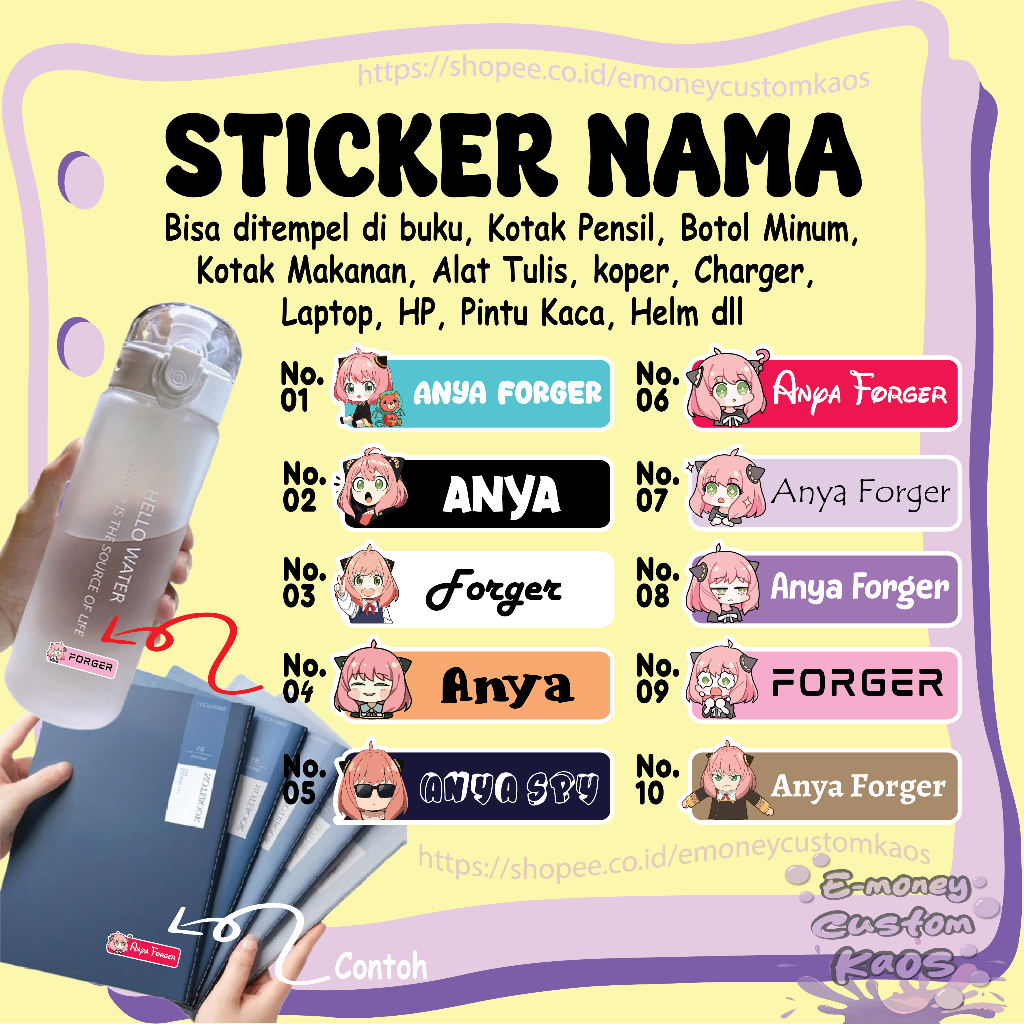 Jual STICKER LABEL NAMA ANYA FORGER SPY FAMILY STIKER LEBEL PREMIUM ...
