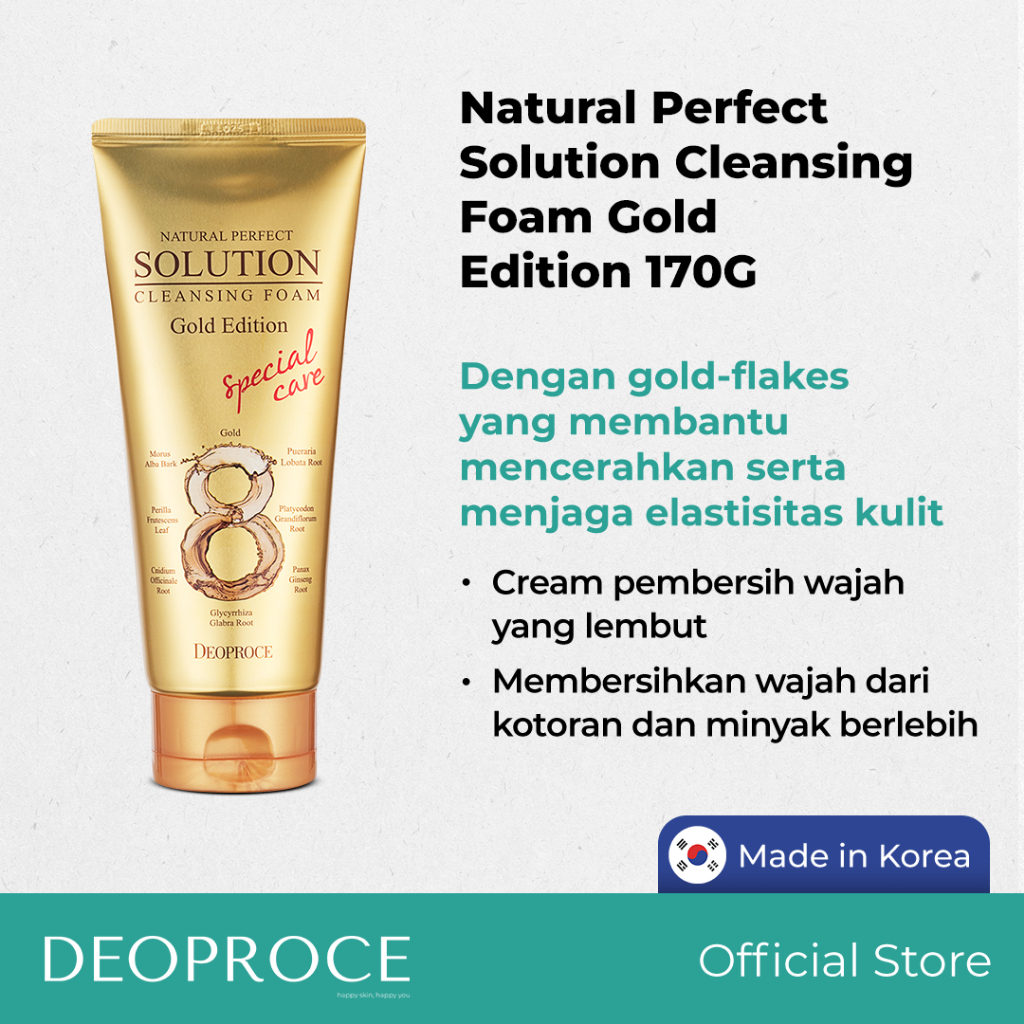 Jual Deoproce Natural Perfect Solution Cleansing Foam Gold Edition 170g | Shopee Indonesia