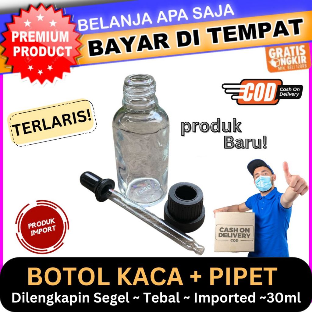 Jual Botol Pipet Kaca 30ml / Glass Bottle Pipette isi 30 ml Dengan ...