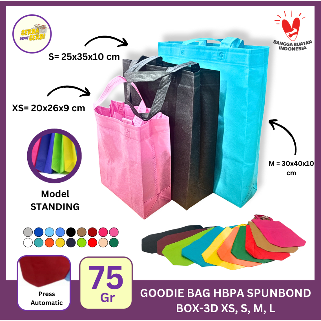 Jual Goodie Bag Tas Spunbond Handle Box Press 3D HBPA 20x26 25x35 30x40 ...