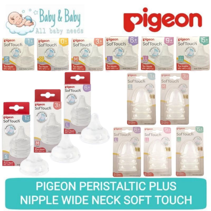 Jual PIGEON SofTouch Peristaltic Plus Nipple Wide Neck Gen 3 - Dot Bayi | Shopee Indonesia