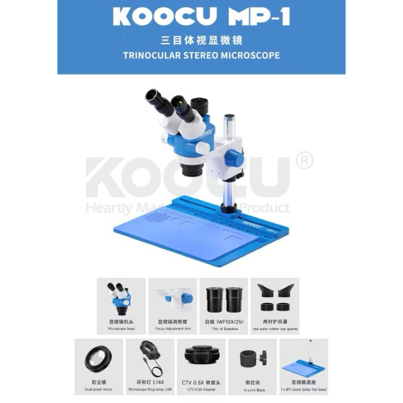 Jual Mikroskop Trinokuler MP1 Stand Geser + Lensa CTV Original Plus ...