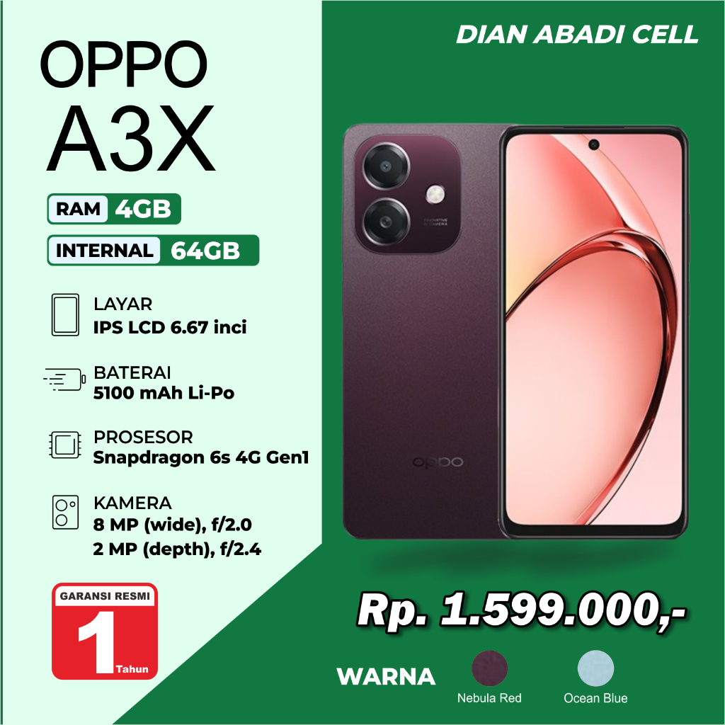 Jual Handphone Oppo A3X Ram 4/64Gb | Shopee Indonesia