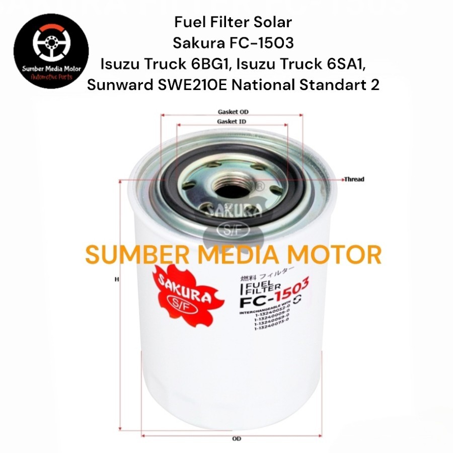 Jual Sakura Fuel Filter Solar FC-1503 Isuzu Truck 6BG1, Isuzu Truck ...