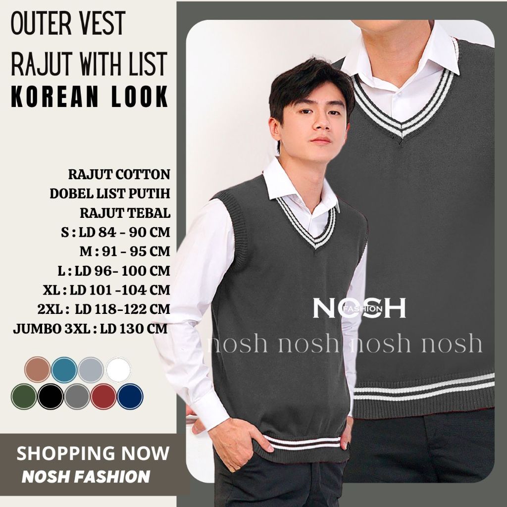 Jual Rompi Rajut Korea List Putih / Sweater Rompi Korea Rajut Vneck ...