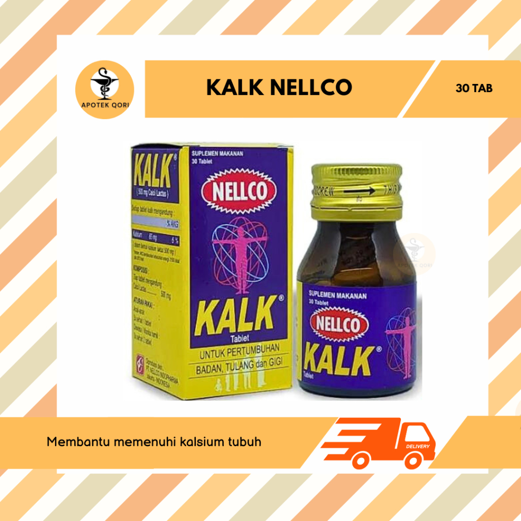 Jual KALK NELLCO BOTOL ISI 30 TABLET/KALSIUM LAKTAT | Shopee Indonesia