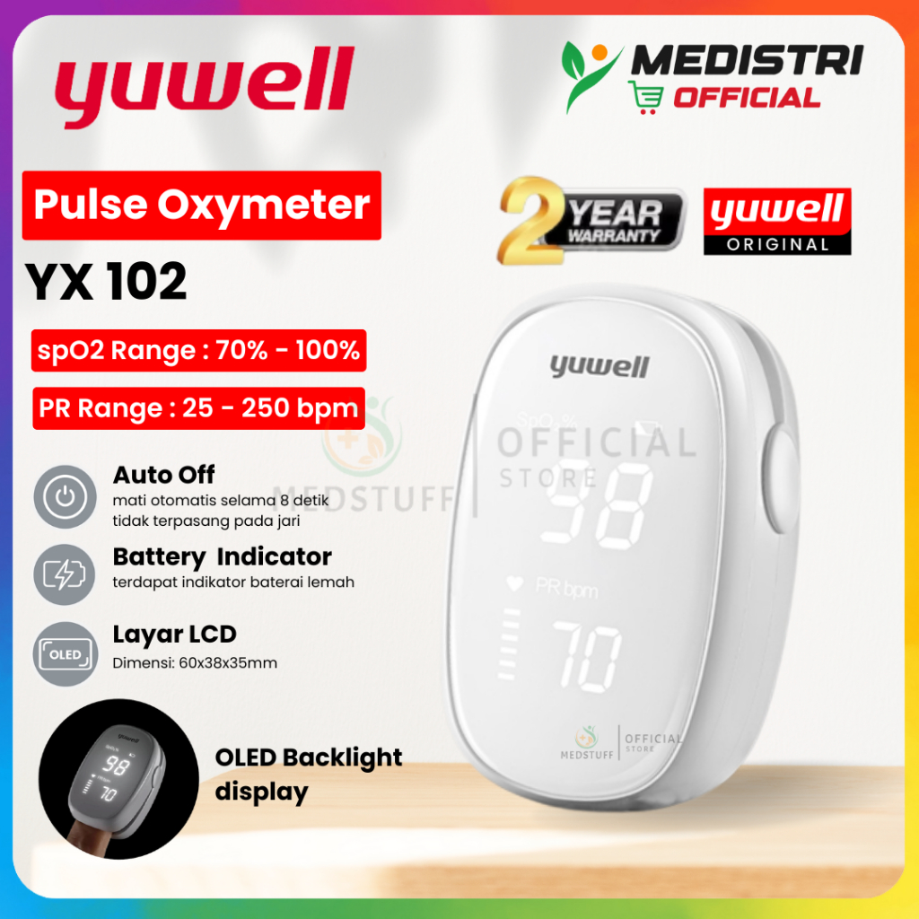 Jual Yuwell Pulse Oxymeter YX102 Oxymetri Alat Saturasi Oksigen Pulse Oximeter | Shopee Indonesia