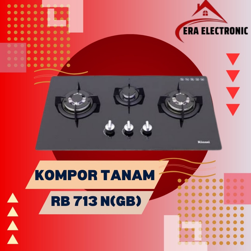 Jual Rinnai Kompor Tanam RB-713N (GB) glass RB 713 N 3 tungku 70cm ...