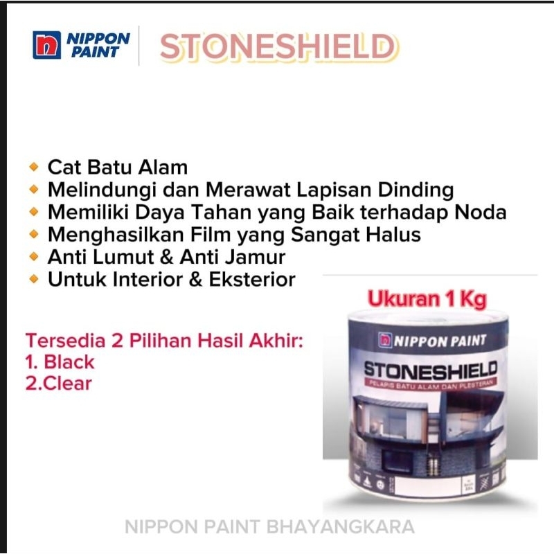 Jual cat batu alam/cat pernis batu alam/nippon paint/ stoneshield 1 ltr ...