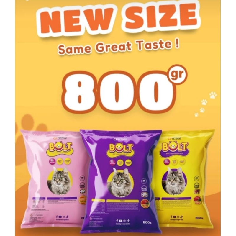 Jual BOLT CAT FOOD 800gr / cat food / dray food / pakan hewan / makanan ...