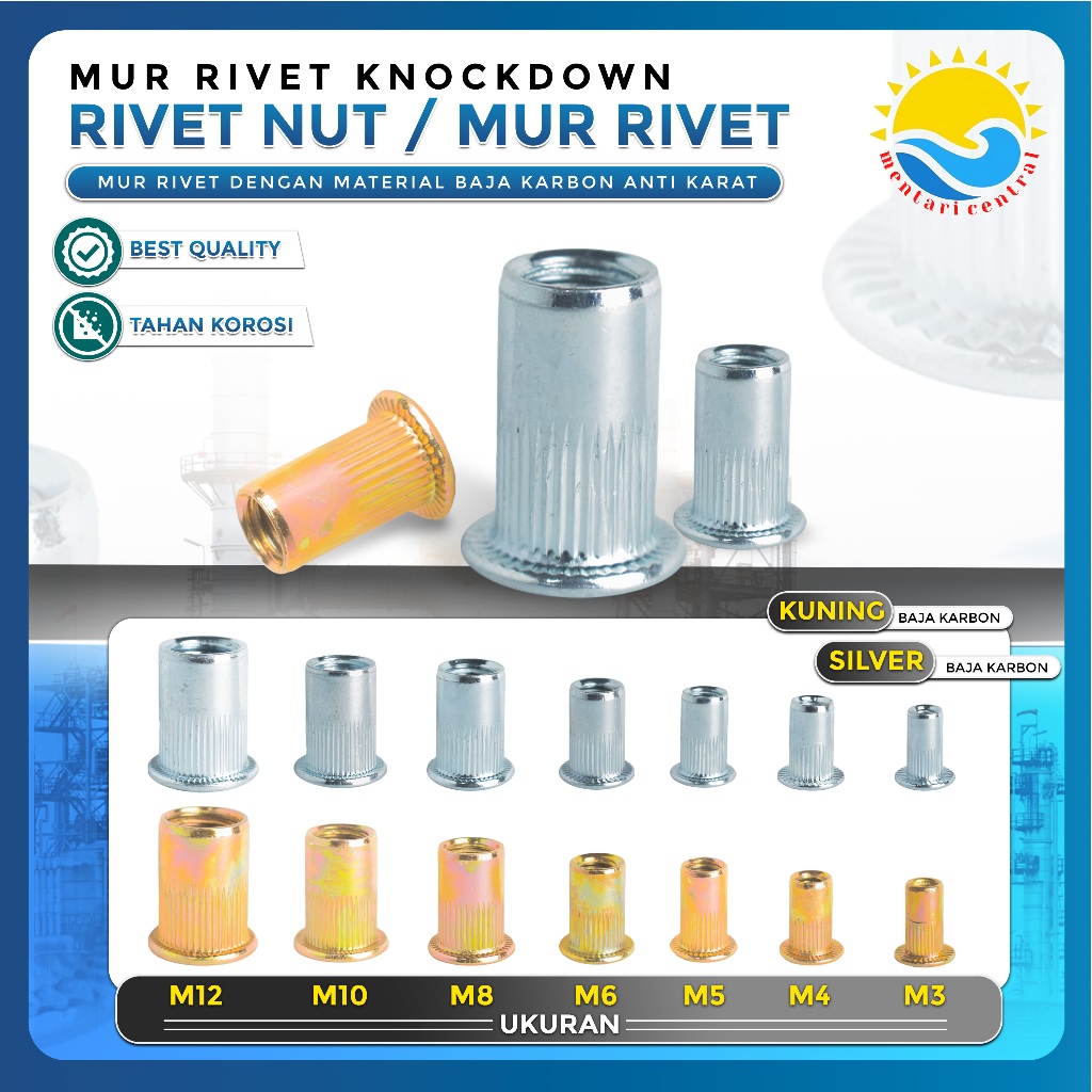 Jual rivet nut / rivnut / mur tanam furniture knockdown 50 pcs | Shopee ...