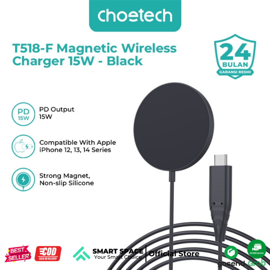 Jual [SPCE] Choetech Magnetic Magsafe Wireless Charger PD 15W For iPhone All Device Fast ...
