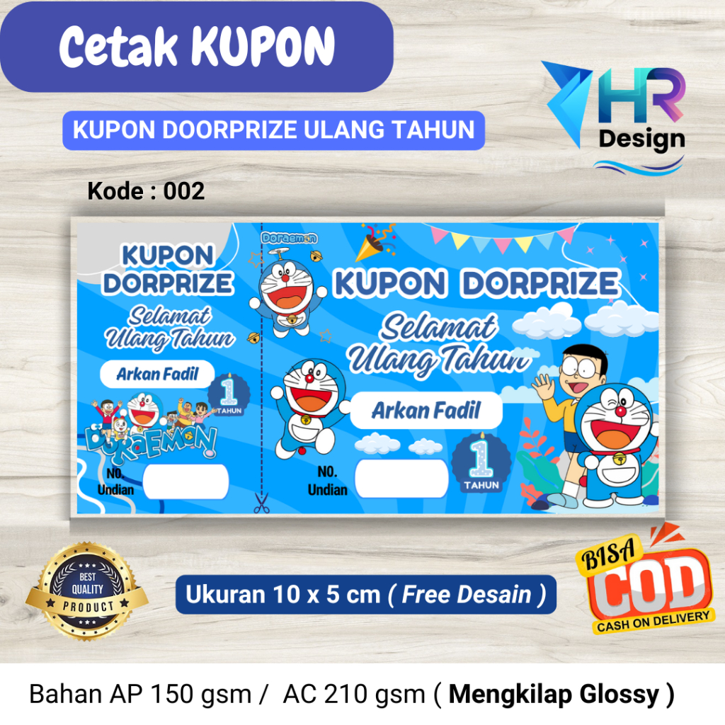 Jual Cetak Kupon Doorprize Hadiah Ulang Tahun Tema Unicorn / Hello ...