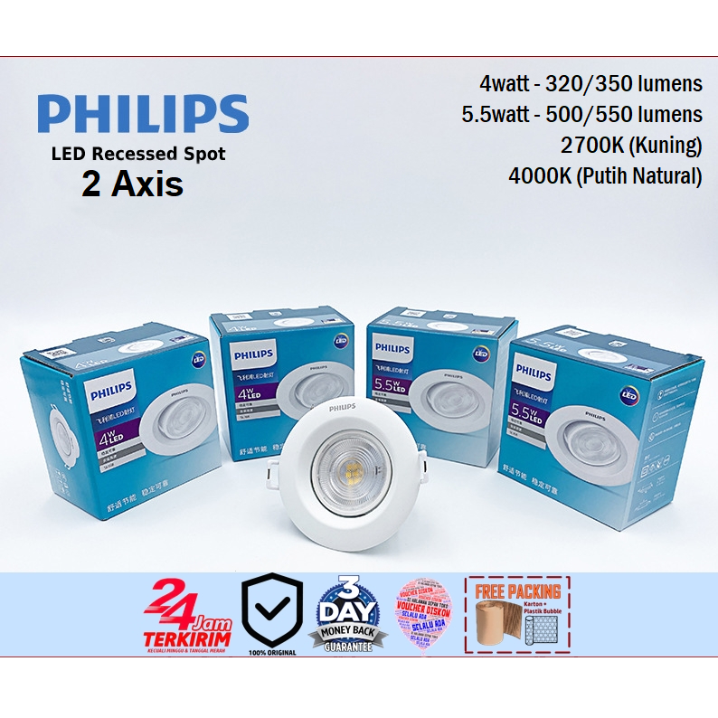 Jual Philips Downlight Spotlight Adjustable Lampu Sorot LED Recessed ...