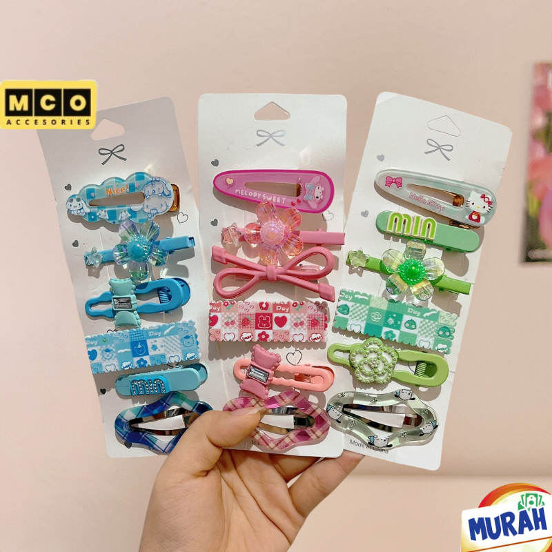 Jual Set Jepit Rambut Anak Isi 6 Motif Kartun Bunga Aksesoris Jepitan ...