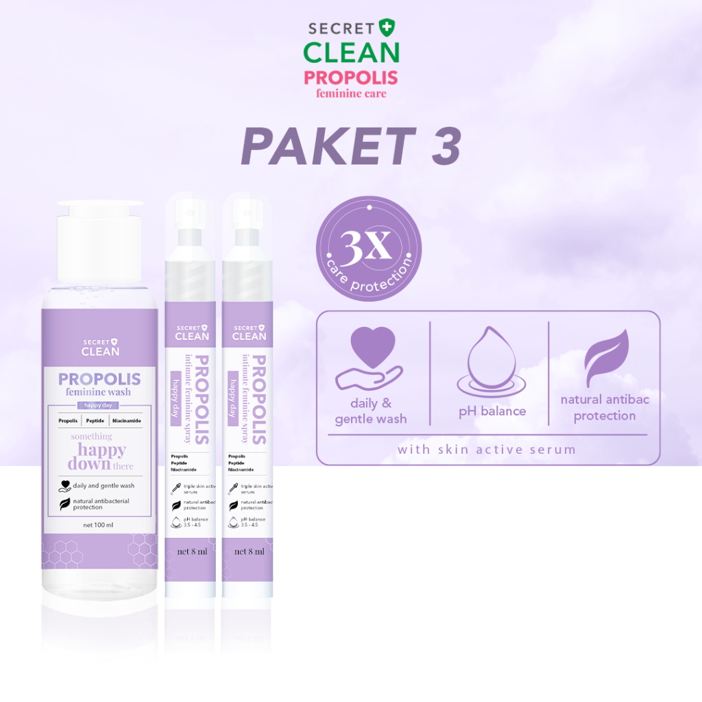 Jual [3IN1 HAPPY DAY] Secret Clean Propolis Feminine Wash (1pc ...