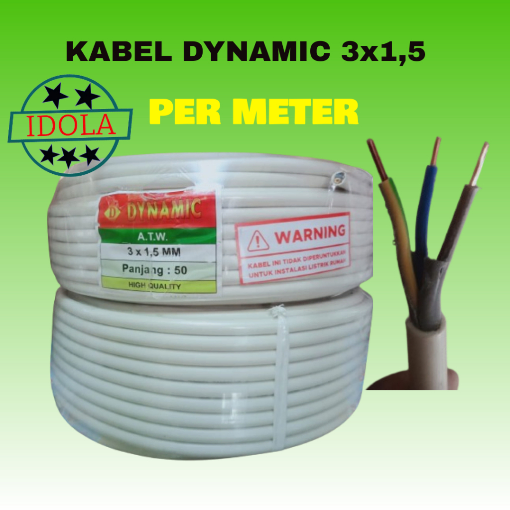 Jual Kabel Listrik ukuran 3 x 1.5 Dynamic Meteran per meter | Shopee ...