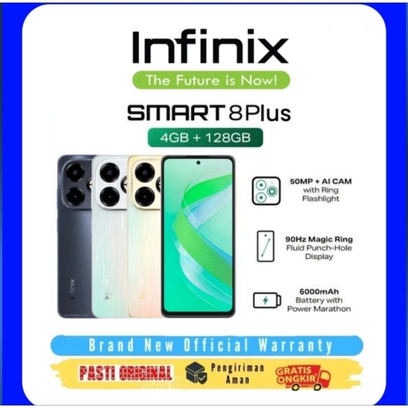Jual INFINIX SMART 8 PLUS + 4/128 Gb BATTERY 6000 MAH Resmi New SEGEL ...