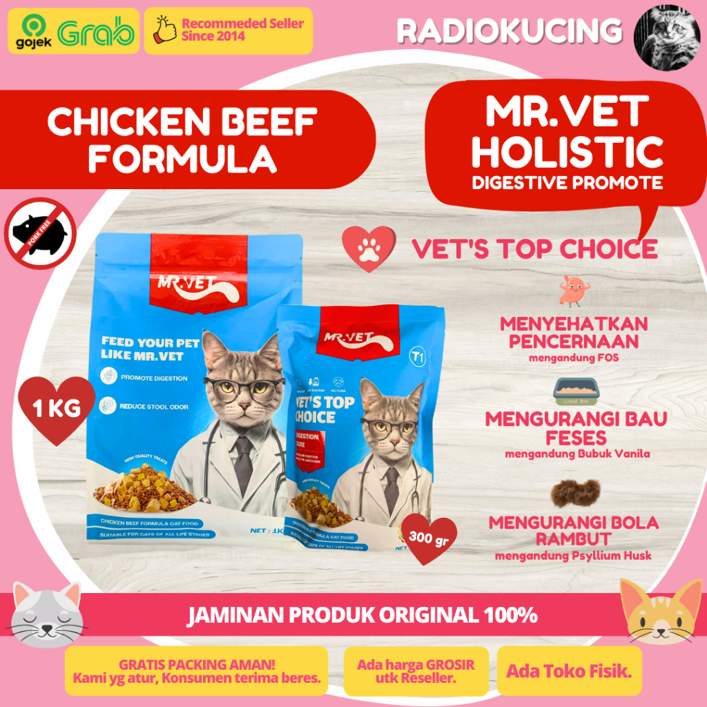 Jual Dry Food MR.VET DIGESTION CARE 1 KG Makanan Kucing Mr. Vet Promote ...