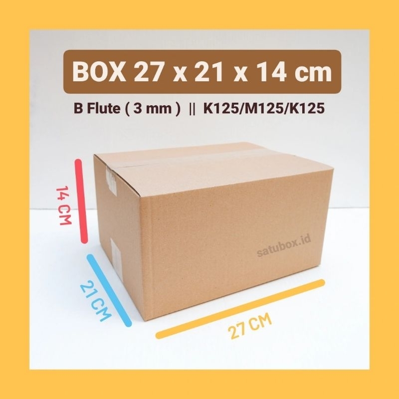 Jual kardus karton box polos uk. 27 x 21 x 14 cm, single wall tebal 3mm ...