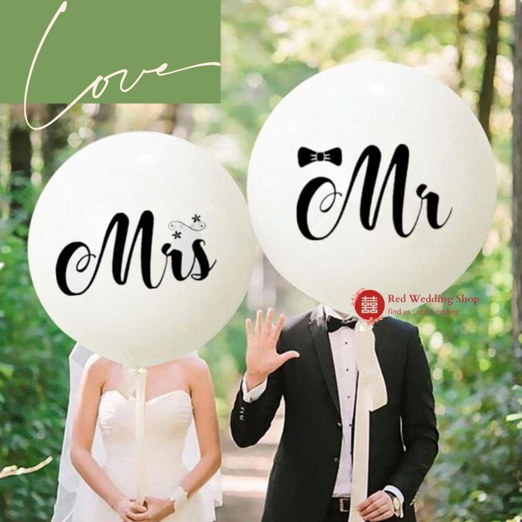 Jual BALON PUTIH Besar Motif MR MRS Wedding Prewedding Photoshoot ...