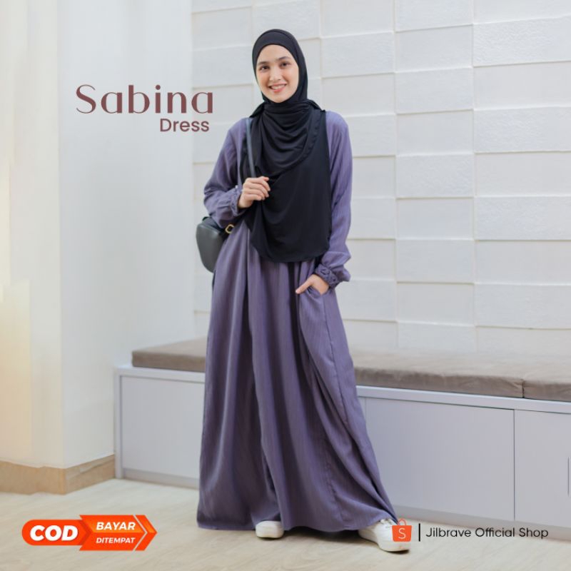 Jual Jilbrave O Label SABINA Dress Gamis Loose Wanita Crinkle Premium ...