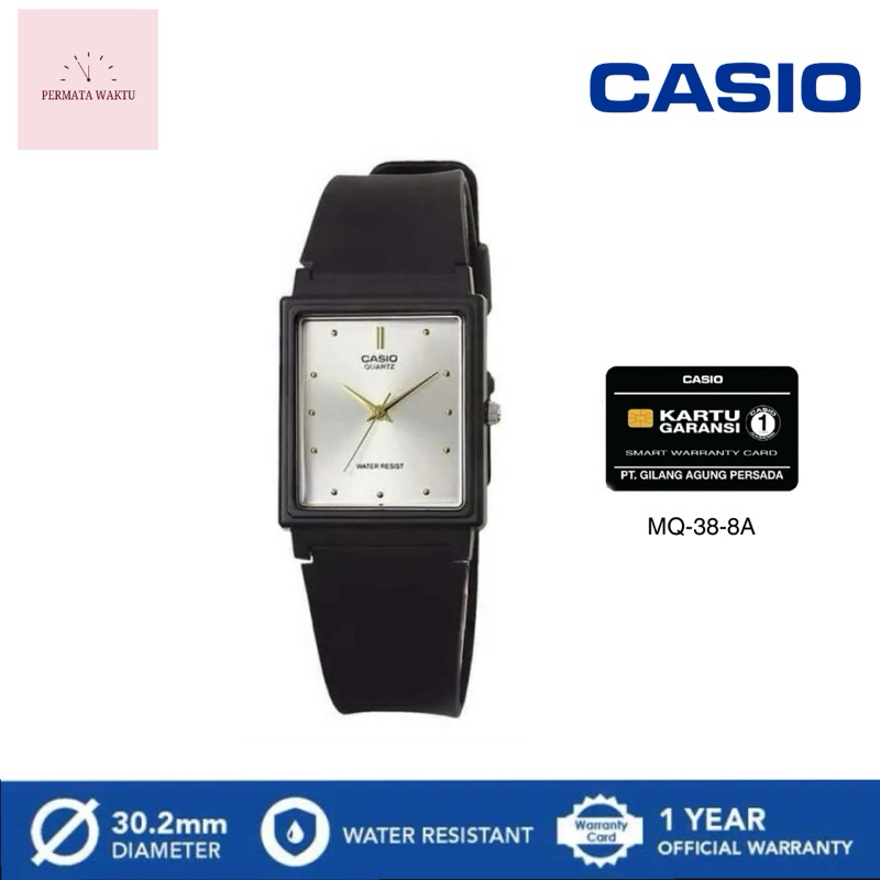 Jual Jam Tangan Casio Pria MQ-38-8A (Black White) | Shopee Indonesia