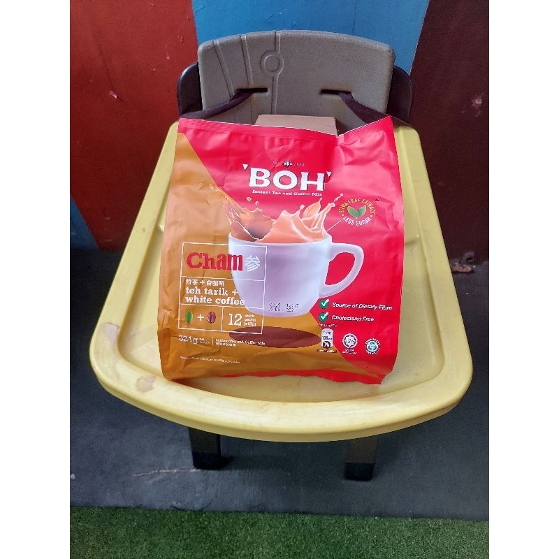 Jual BOH Cham Teh Tarik White Coffee Less Sugar (12x27gram) Stevia Leaf ...