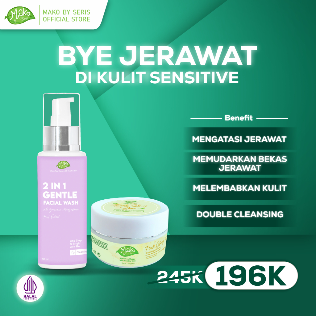 Jual Mako by Seris Paket Acne Care Facial Wash Gentle + Moisturizer ...