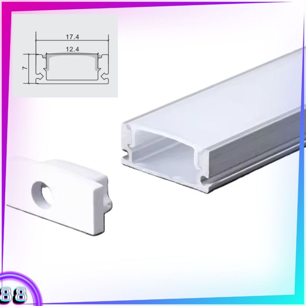 Jual LED Profile Cover Casing Housing LED Strip Rigid Aluminium 1 Meter ...