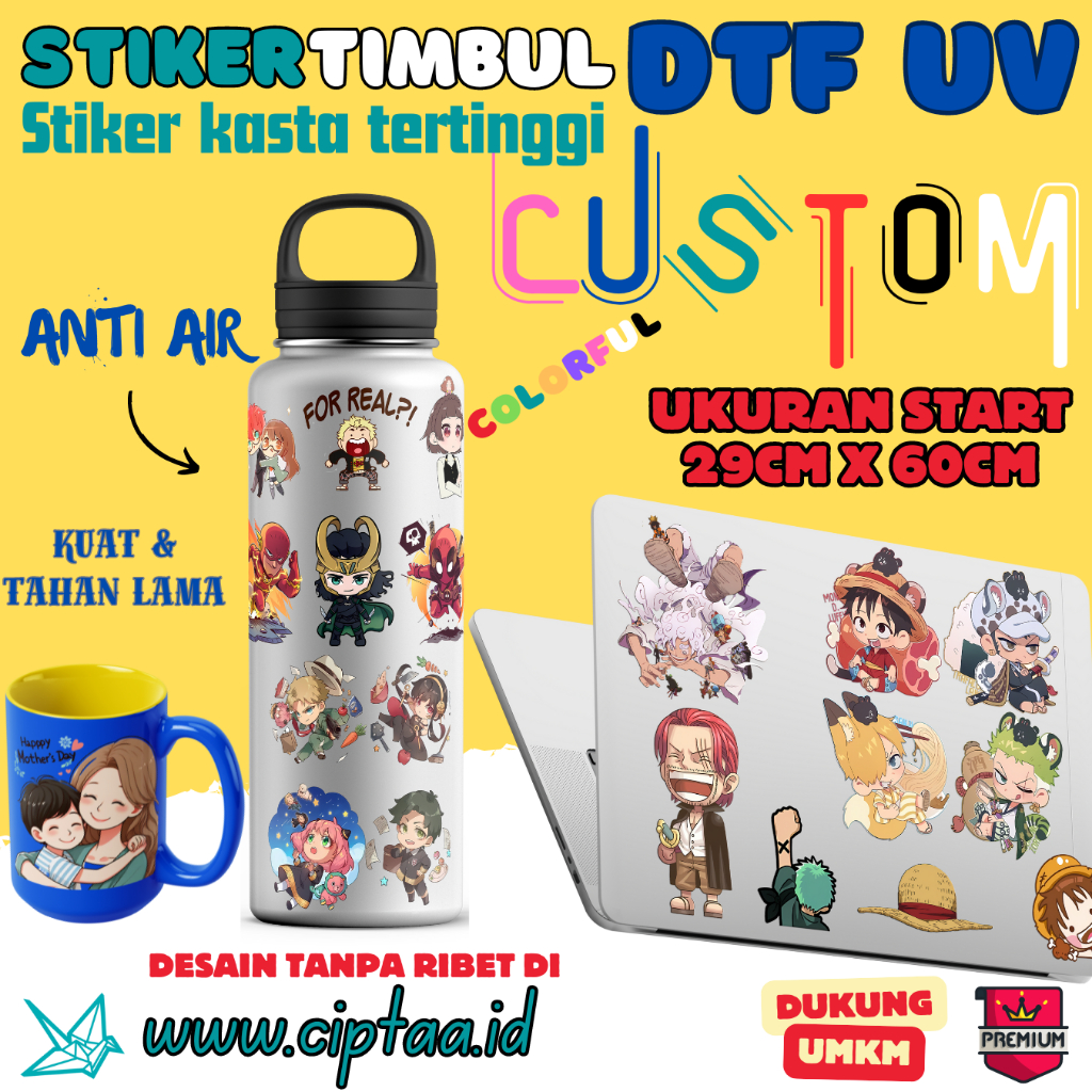 Jual Stiker Timbul DTF UV - Lembaran Custom 29cm X 60cm - 100cm | Print ...
