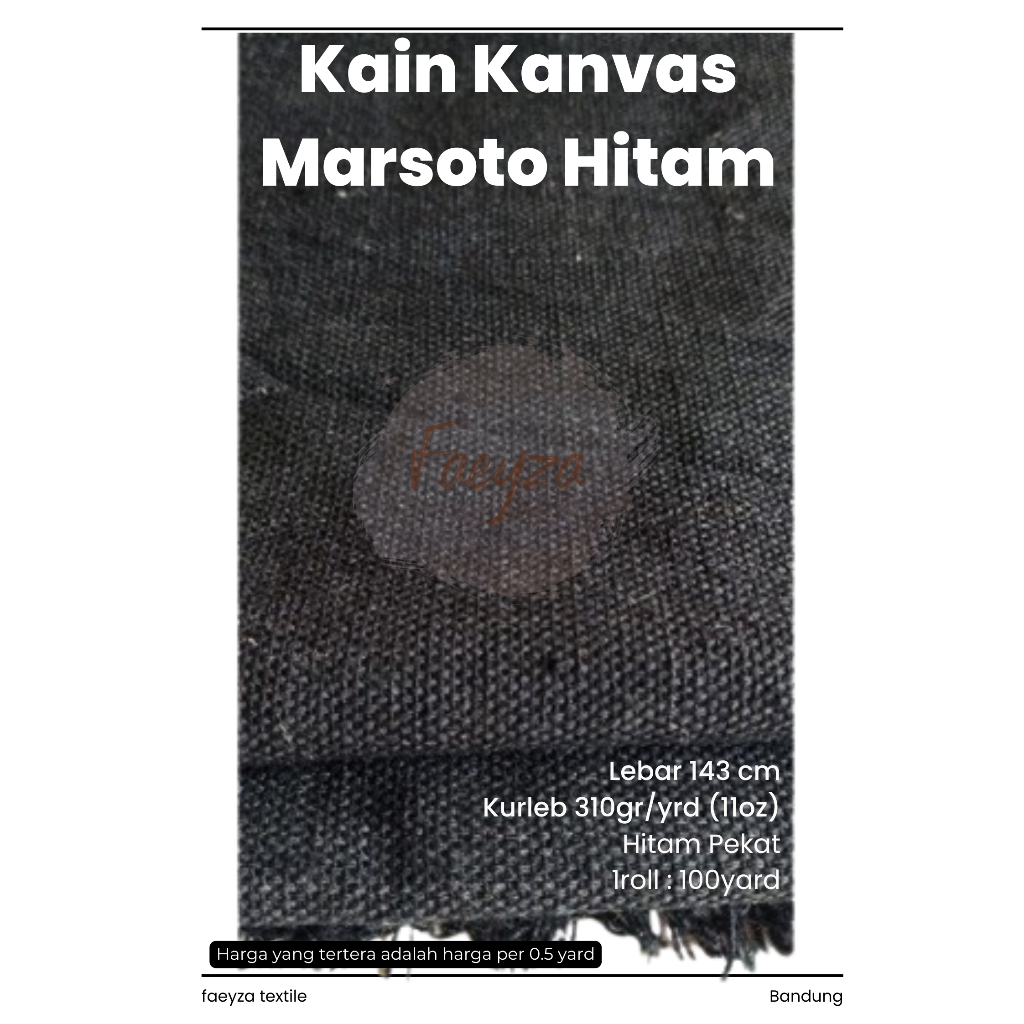 Jual Kain Veridian Kanvas Canvas Marsoto TC Hitam Tebal 350gr/yds Lebar ...