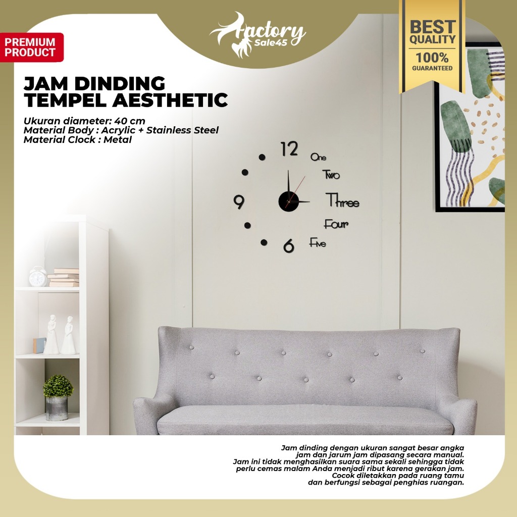 Jual Jam Dinding Tempel DIAMETER 40CM DIY Analog 3D /Jam Angka ...