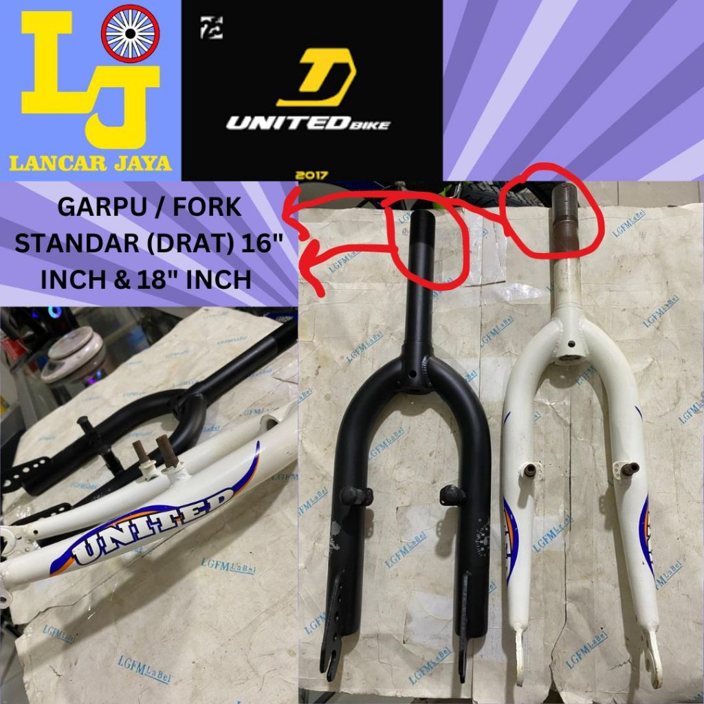 Jual UNITED Garpu / Fork Sepeda BMX 16" inch & 18" inch Standar ...