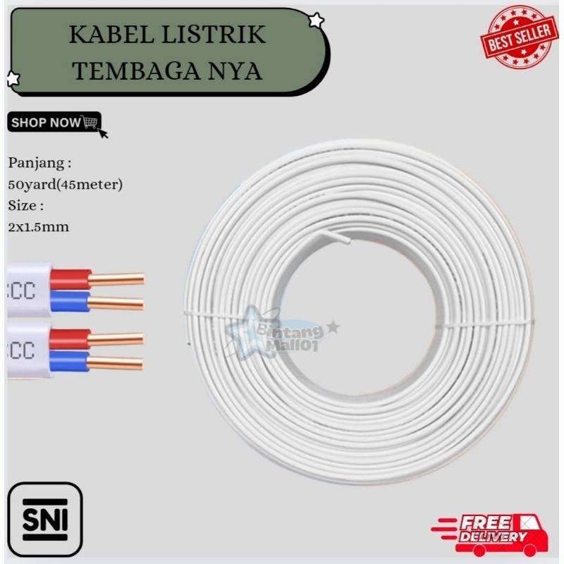 Jual KABEL LISTRIK TEMBAGA NYM/KABEL LISTRIK 2X1.5MM/KABEL TEMBAGA/KABEL KAWAT | Shopee Indonesia