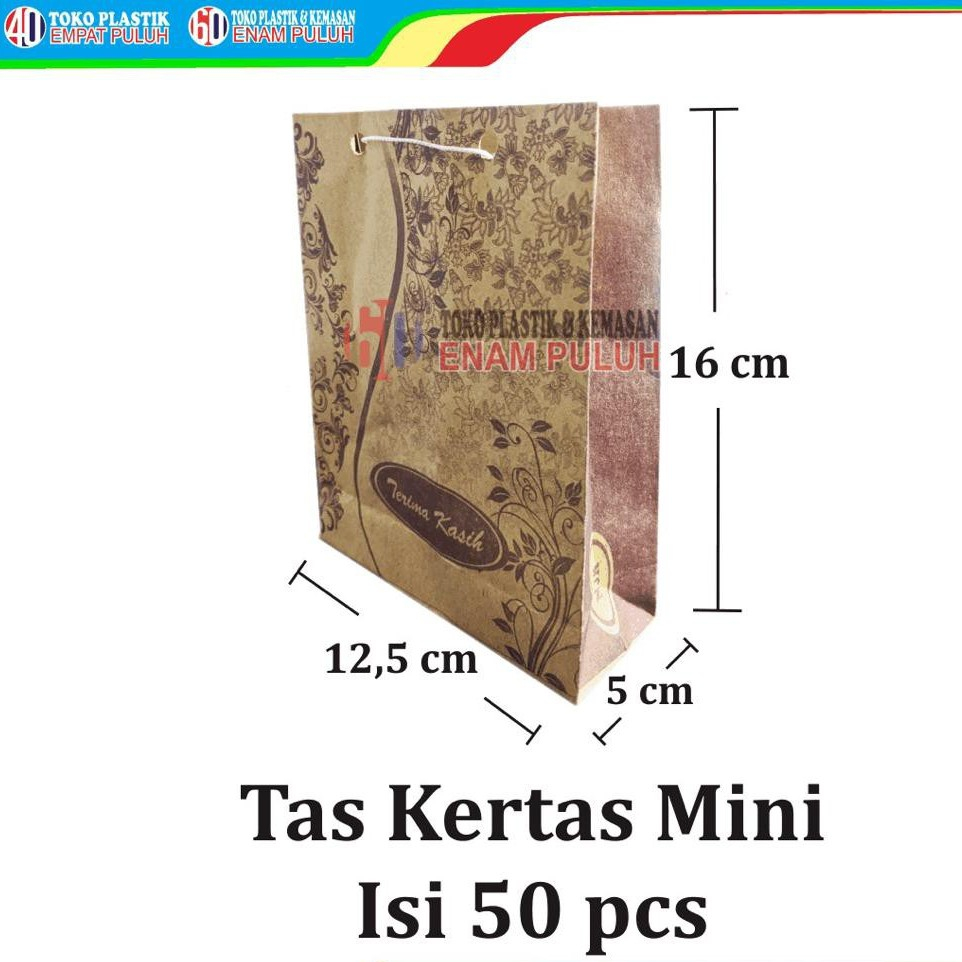 Jual Tas Kertas Mini isi 50 tenteng kecil wadah snack batik paper bag ...