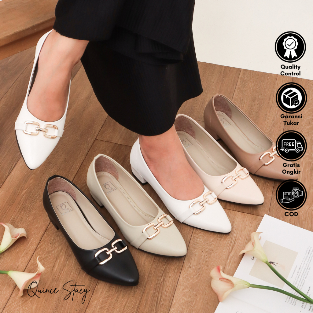 Jual QUINCE Stacy Pantofel Wanita Sepatu Heels Wanita Hak 3 cm | Shopee Indonesia
