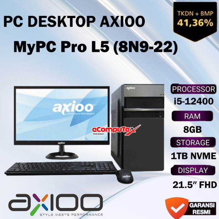 Jual AXIOO PC DESKTOP MYPC PRO L5 (8N9-22) i5-12400 RAM 8GB / 1TB NVME ...