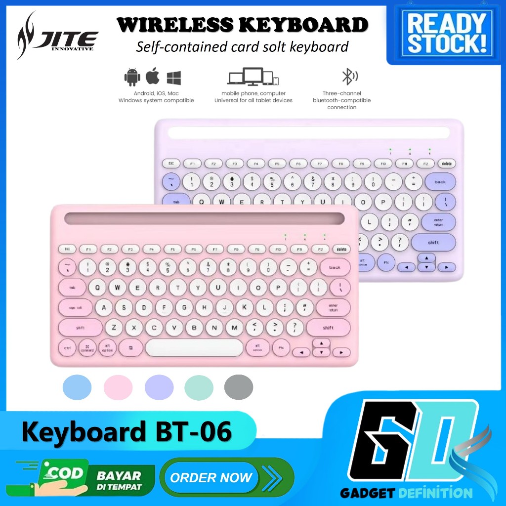 Jual JITE Wireless Keyboard Keyboard Bluetooth dengan Port TYPE-C dan ...
