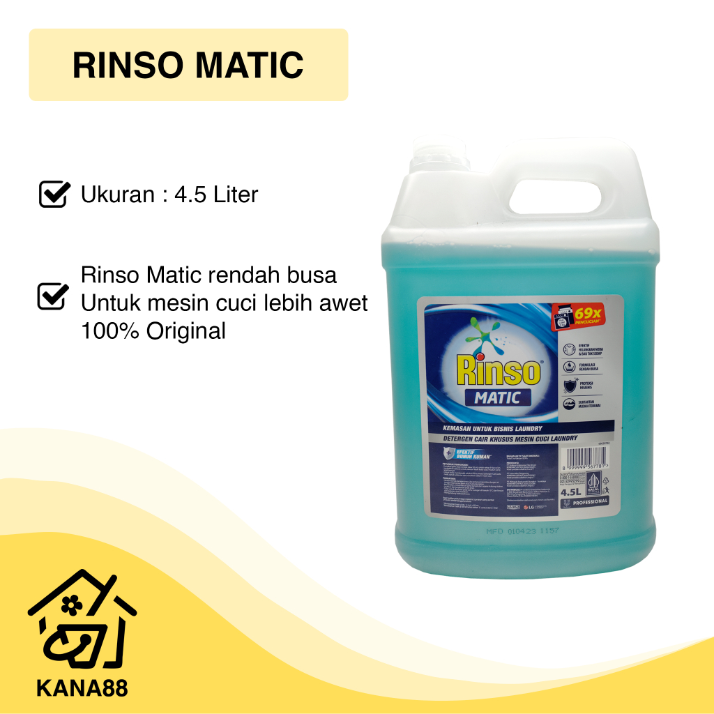 Jual Deterjen Cair Rinso Matic Jerigen 4.5 Liter Sabun Cuci Baju ...