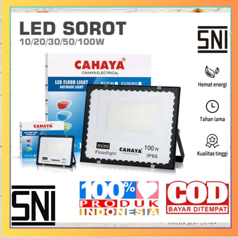 Jual Lampu Sorot Tipis CAHAYA LED Flood Light Outdoor Light 10/20/30/50/100 watt Putih/ Kuning ...