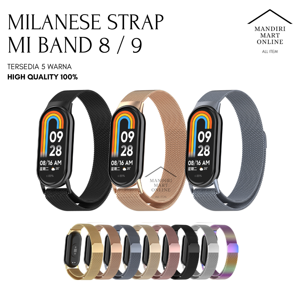 Jual Strap Xiaomi Mi Band 8 Metal Stainless Tali Xiaomi MiBand 8 Milanese Loop Strap | Shopee ...