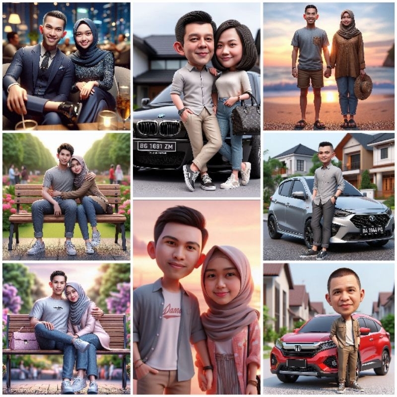 Jual edit foto karikatur/costum foto bebas request konsep | Shopee ...